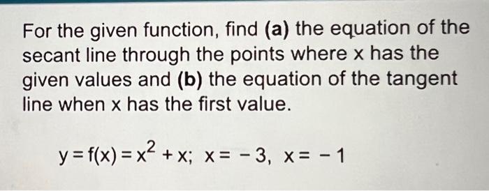 Solved For the given function, find (a) the equation of the | Chegg.com