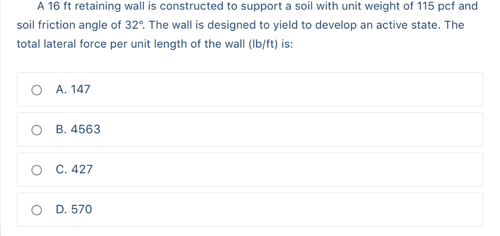 Solved A 16 ﻿ft retaining wall is constructed to support a | Chegg.com