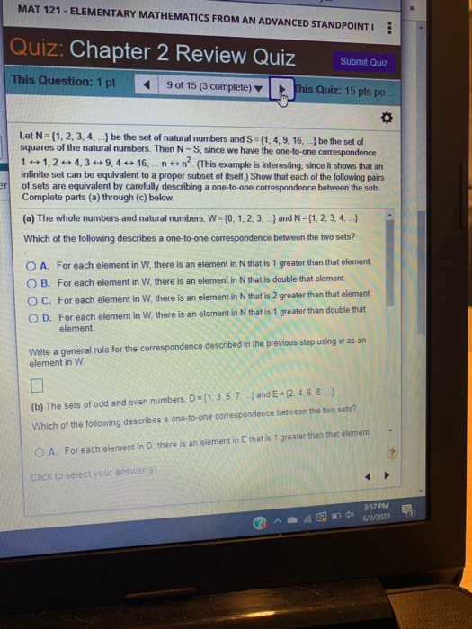 MAT 121 - ELEMENTARY MATHEMATICS FROM AN ADVANCED | Chegg.com