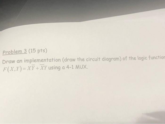Solved Problem 3 (15 pts) Draw an implementation (draw the | Chegg.com