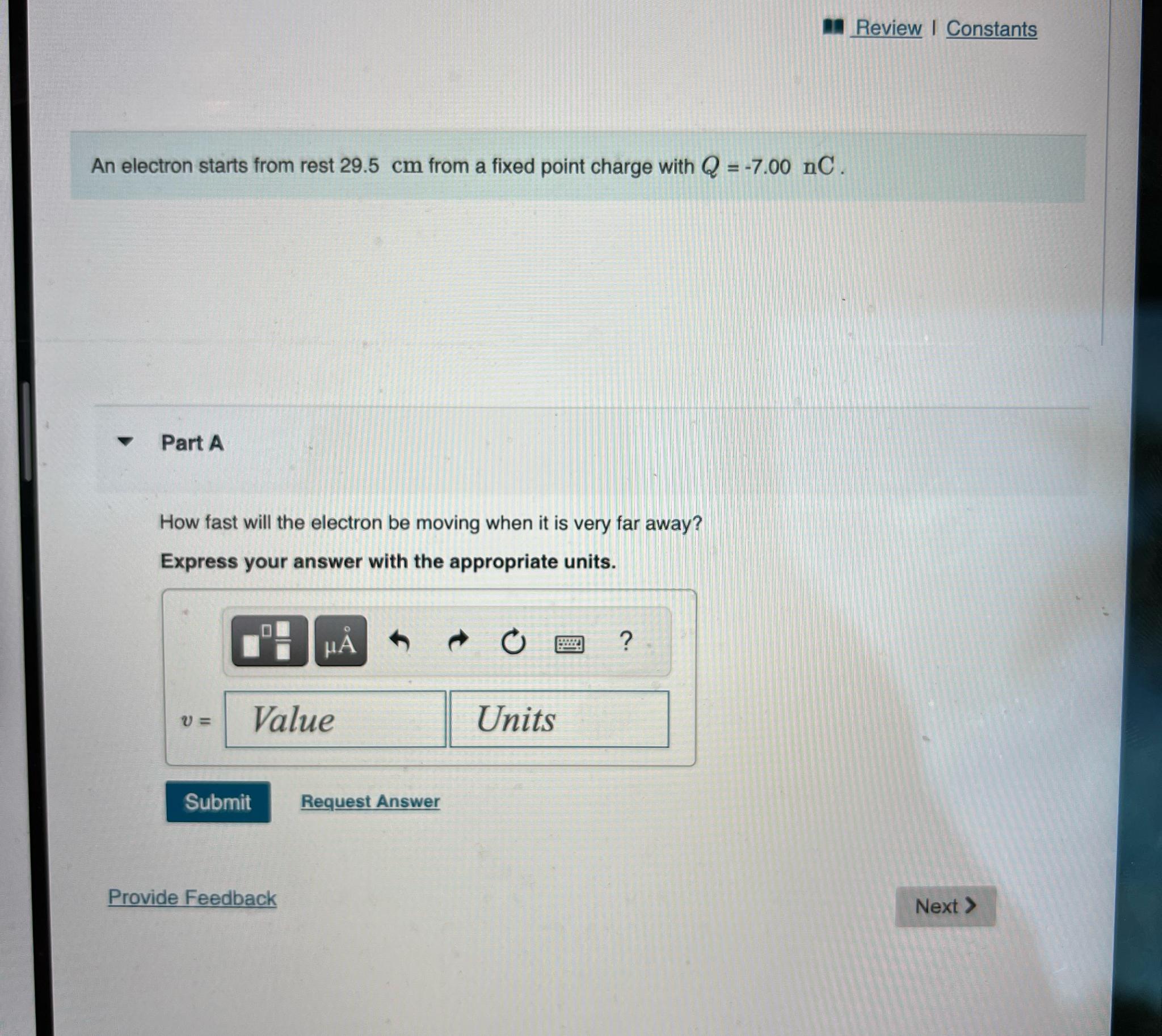 Solved Review I Constants\\nAn electron starts from rest | Chegg.com