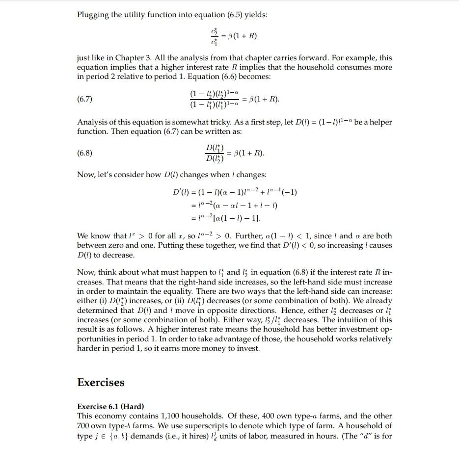 Solved Plugging the utility function into equation (6.5) | Chegg.com
