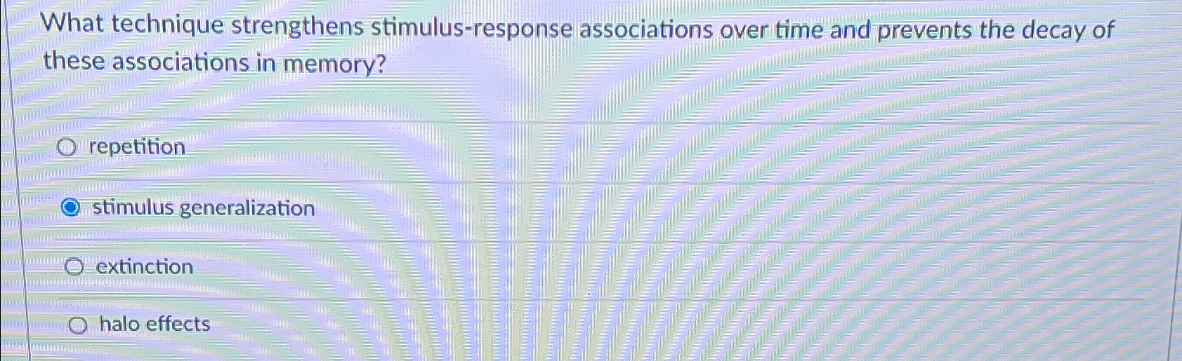 Solved What technique strengthens stimulus-response | Chegg.com