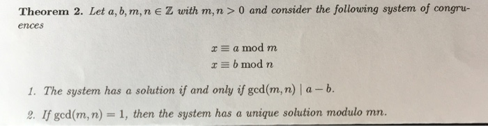 Solved Theorem 2. Let a,b, m,n e Z with m,n > 0 and consider | Chegg.com