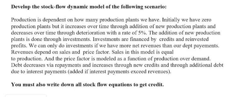 Solved Develop the stock-flow dynamic model of the following | Chegg.com