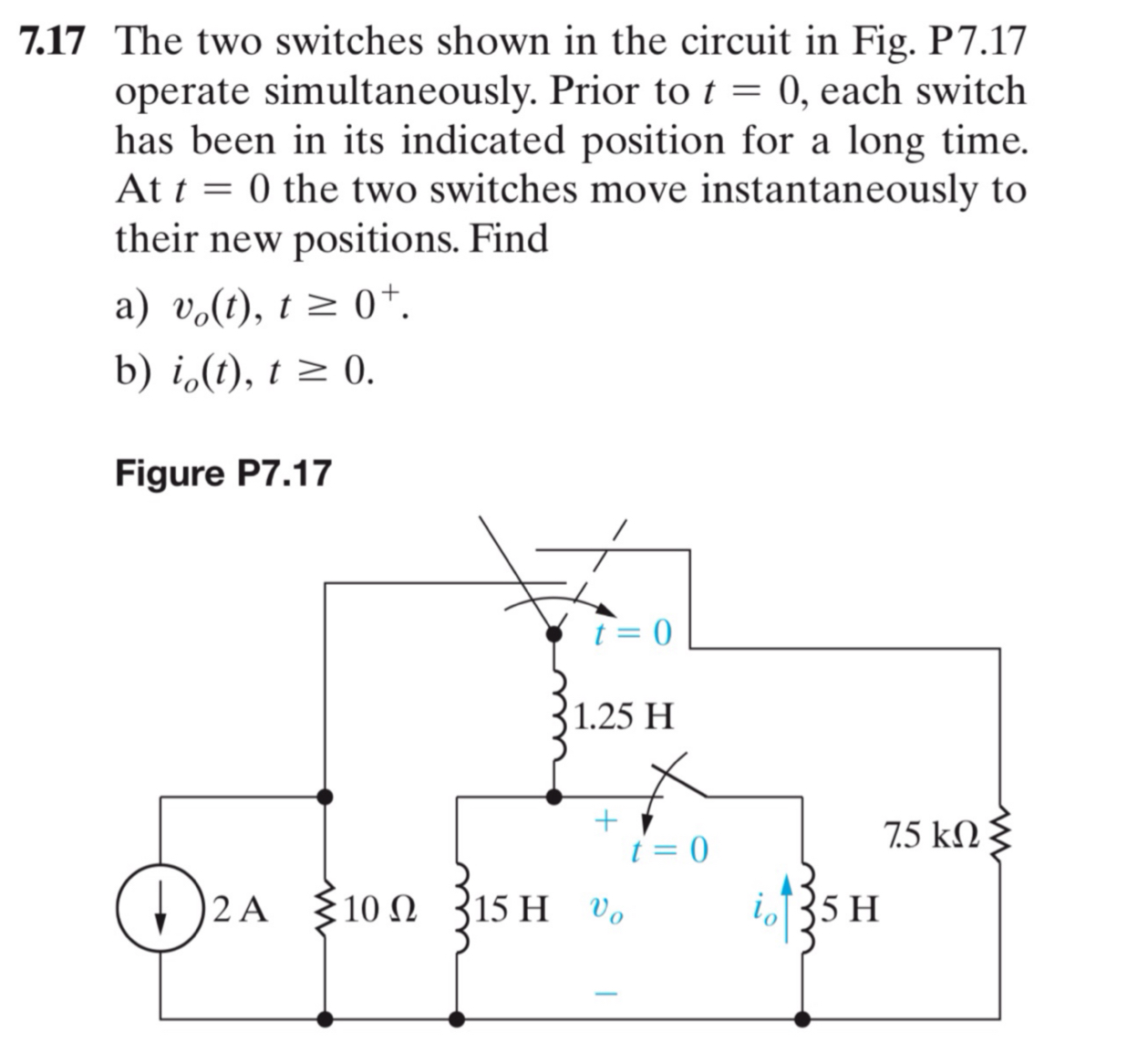 Solved 7.17 ﻿The two switches shown in the circuit in Fig. | Chegg.com