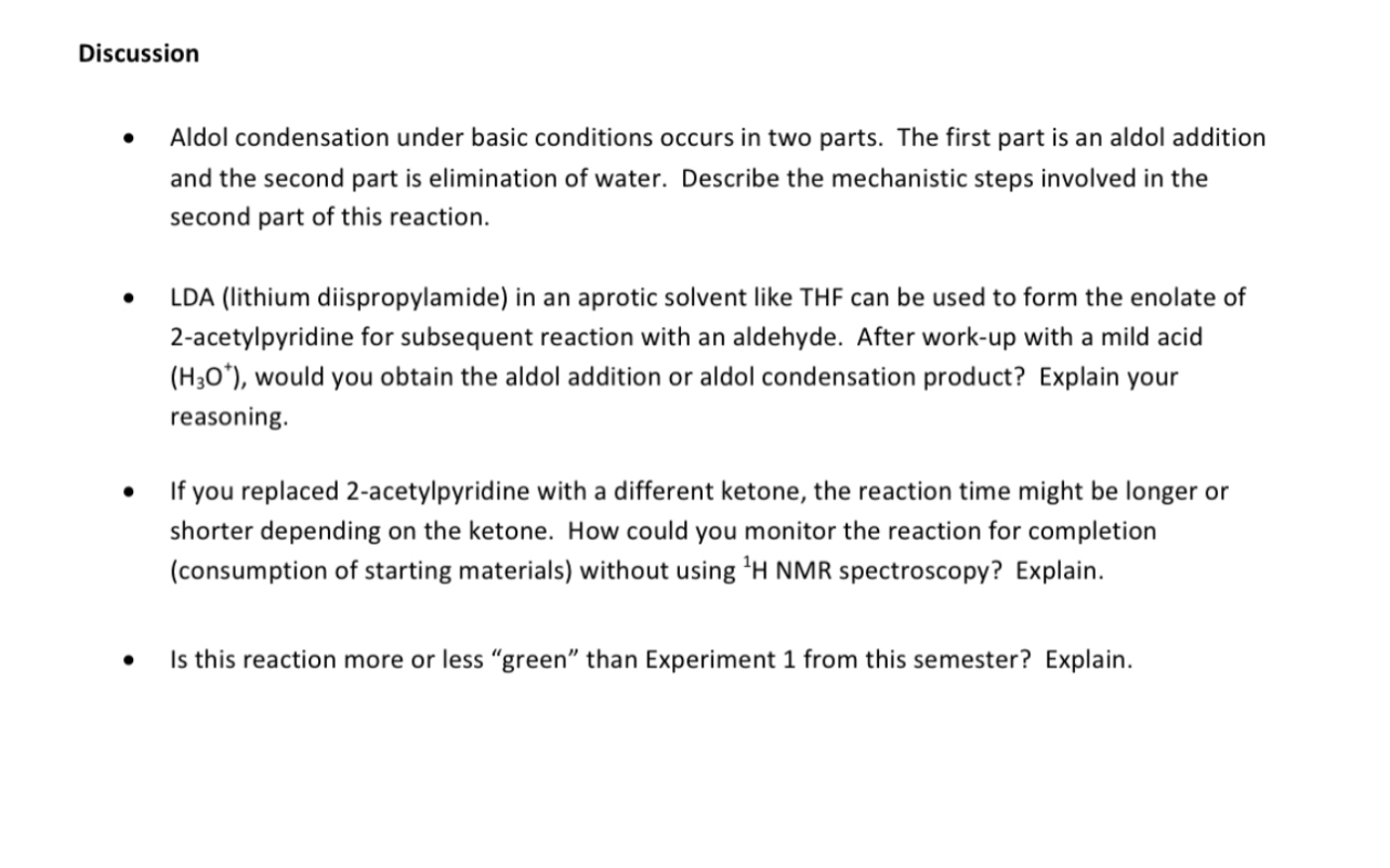 Solved DiscussionAldol condensation under basic conditions | Chegg.com