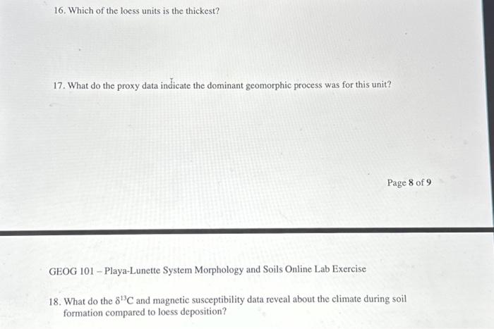 Solved Part 3 - Soil Proxy Data, Climate Change, and | Chegg.com