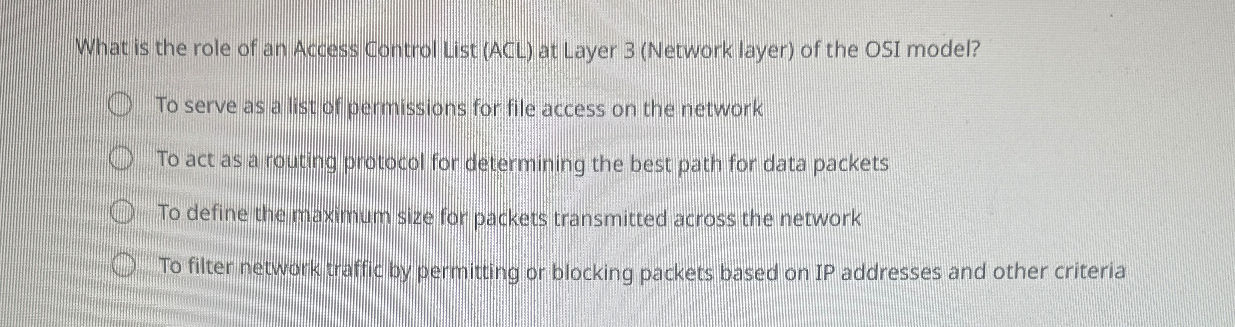 Solved What is the role of an Access Control List (ACL) ﻿at | Chegg.com