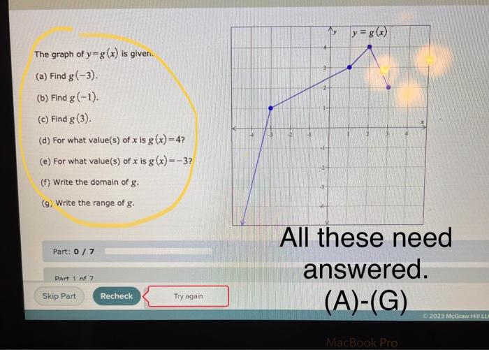 Solved The graph of y=g(x) is given. (a) Find g(−3). (b) | Chegg.com