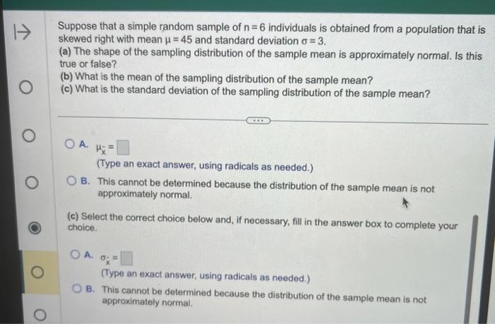 Solved Suppose a simple random sample of size n=49 is | Chegg.com
