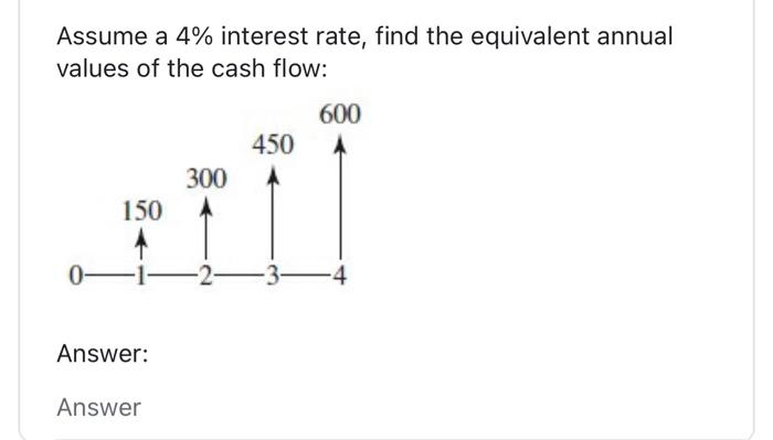 Solved Assume a 4% interest rate, find the equivalent annual | Chegg.com