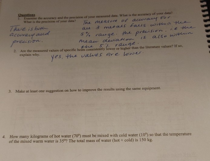 Solved 5% Acuracy and precision Questions 1 Examine the | Chegg.com