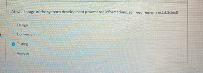 Solved At what stage of the systems development process are | Chegg.com