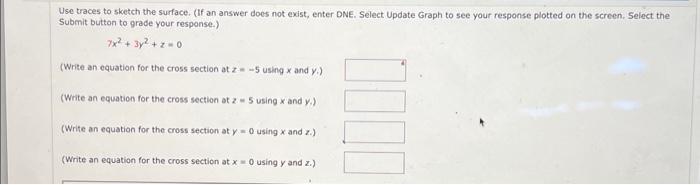 Solved Use traces to sketch the surface. (If an answer does | Chegg.com