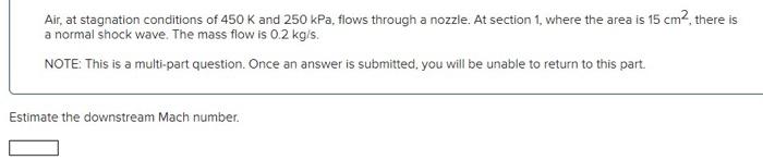Solved Air, at stagnation conditions of 450 K and 250kPa, | Chegg.com