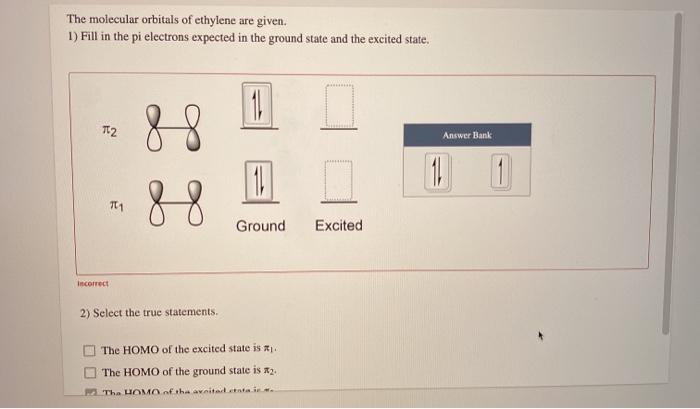 Solved The molecular orbitals of ethylene are given. 1) Fill | Chegg.com