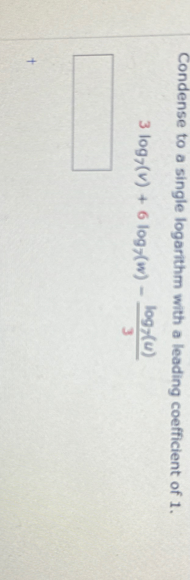 Solved Condense to a single logarithm with a leading | Chegg.com