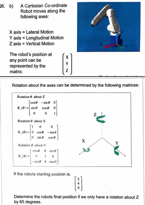 Solved 26. b) A Cartesian Co-ordinate Robot moves along the | Chegg.com