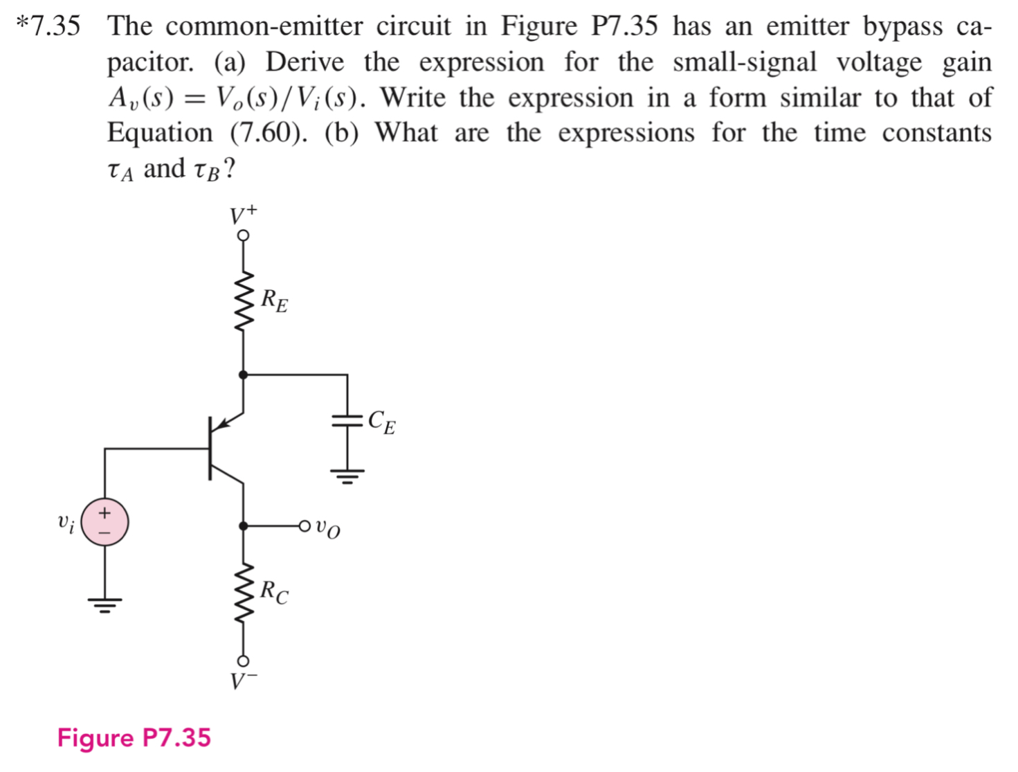 Solved *7.35 ﻿The common-emitter circuit in Figure P7.35 | Chegg.com