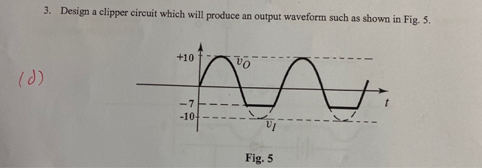 Solved 3. Design a clipper circuit which will produce an | Chegg.com