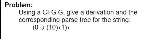Solved Problem:Using a CFG G, ﻿give a derivation and | Chegg.com