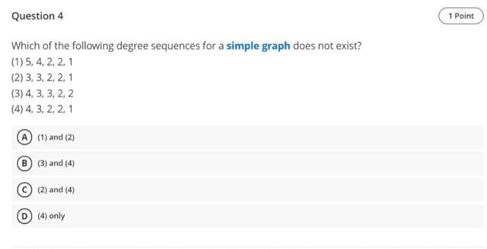 Solved Question 4 1 Point Which of the following degree | Chegg.com