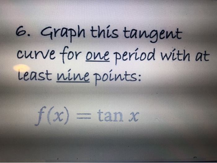Solved 6. Graph this tangent curve for one period with at | Chegg.com