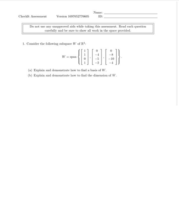 Solved Do not use any unapprowod aids while taking this | Chegg.com