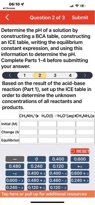 Solved Determine the pH of a solution by constructing a BCA | Chegg.com