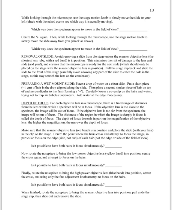 Solved 1 of 8 LAB 1: THE MICROSCOPE Name: ID# Station: | Chegg.com