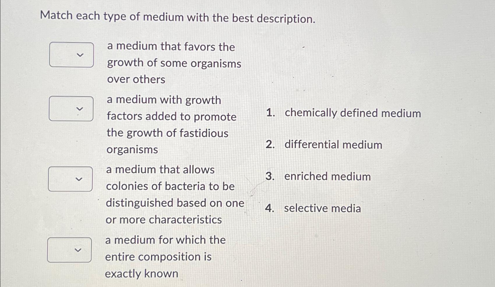 Solved Match each type of medium with the best description.a | Chegg.com