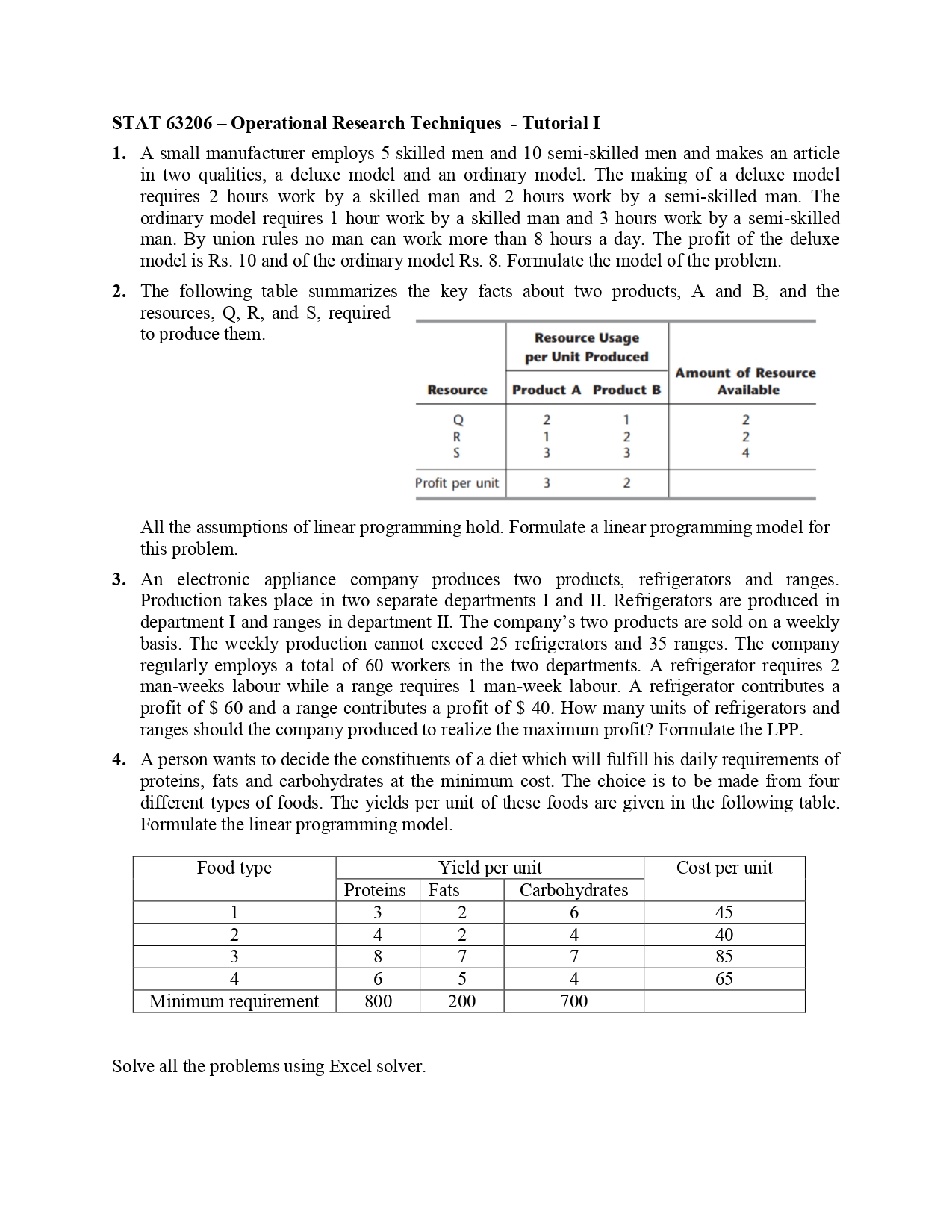 Solved STAT 63206 - ﻿Operational Research Techniques - | Chegg.com