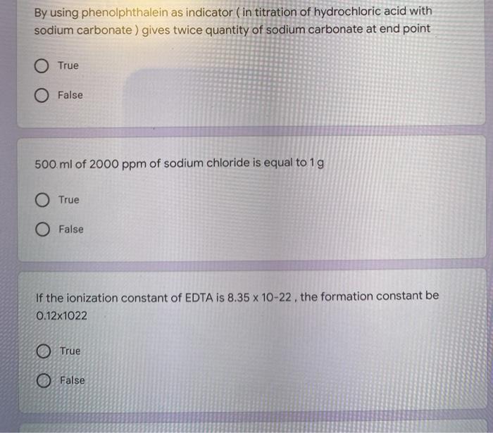 Solved By using phenolphthalein as indicator (in titration | Chegg.com