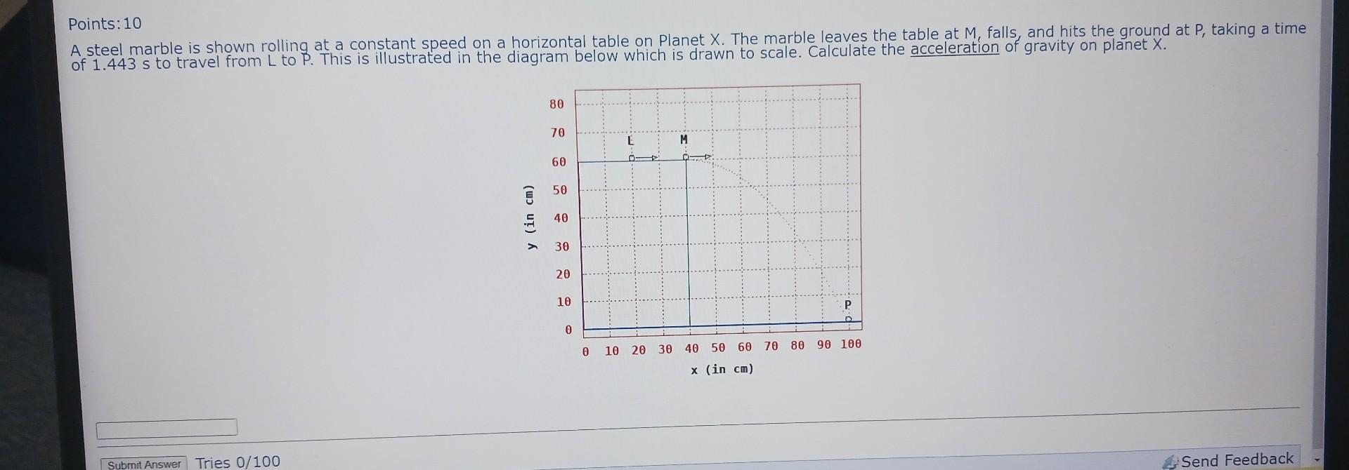 Solved Points: 10 A steel marble is shown rolling at a | Chegg.com