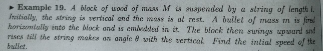 Solved Example 19. ﻿A block of wood of mass M ﻿is suspended | Chegg.com