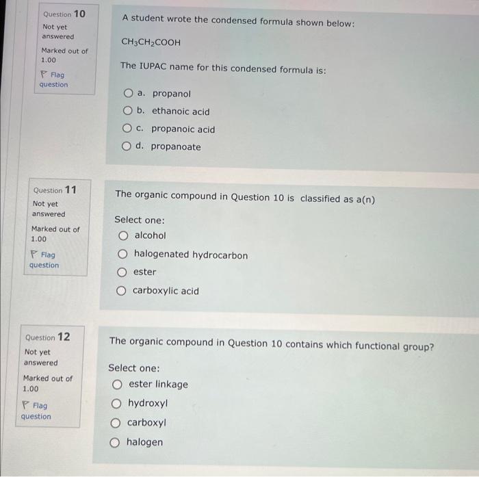 Solved A student wrote the condensed formula shown below: | Chegg.com