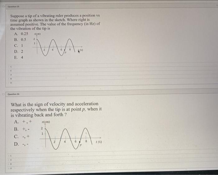 Solved 25 Suppose a tip of a vibrating ruler produces a | Chegg.com