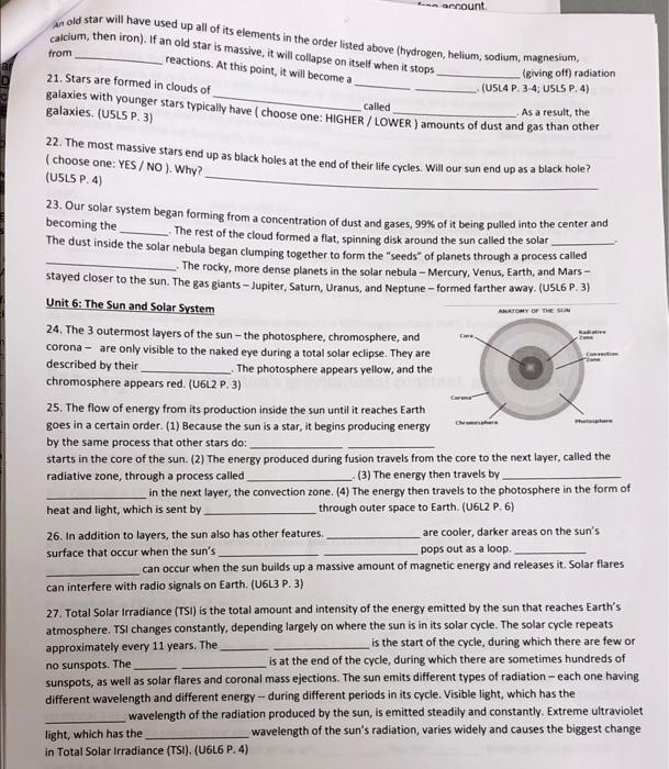 Solved an oid star will have used up all of its elements in | Chegg.com