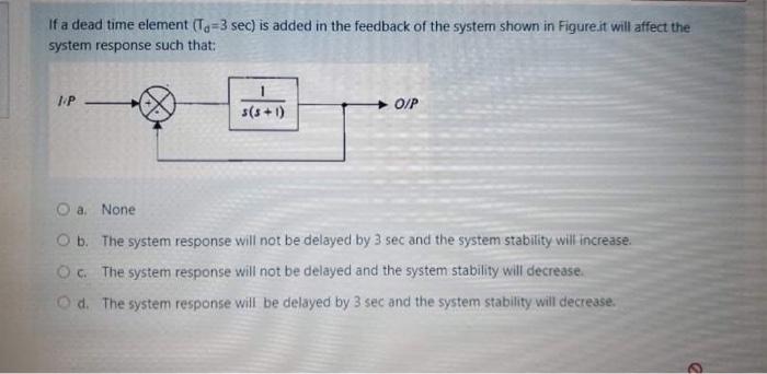 Solved If a dead time element (To=3 sec) is added in the | Chegg.com