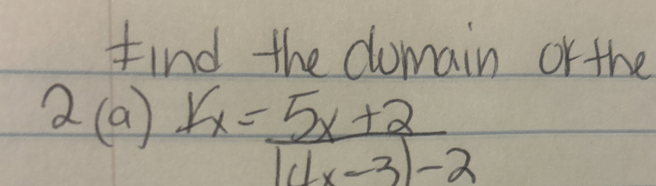 Solved Find the domain of the 2 (a) Fx=5x+2(4x-3)-2 | Chegg.com