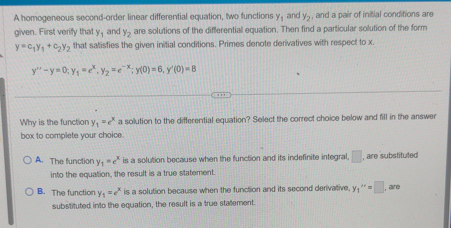 Solved A homogeneous second-order linear differential | Chegg.com