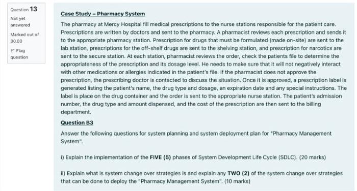 Solved Case Study - Pharmacy System The pharmacy at Mercy | Chegg.com