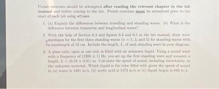 Solved Prelab exercises should be attempted after reading | Chegg.com