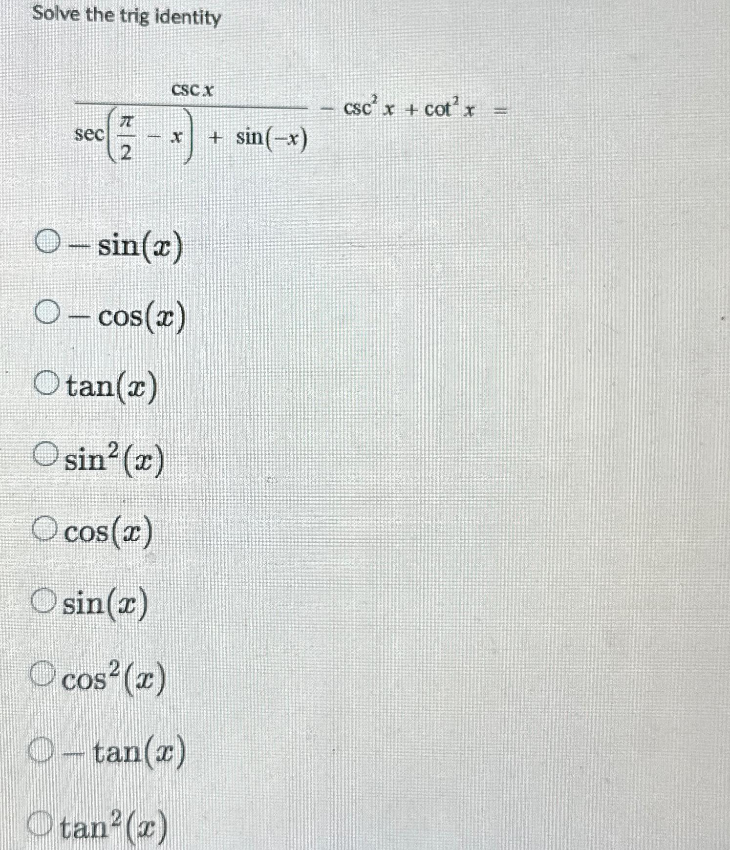 Solved Solve the trig | Chegg.com