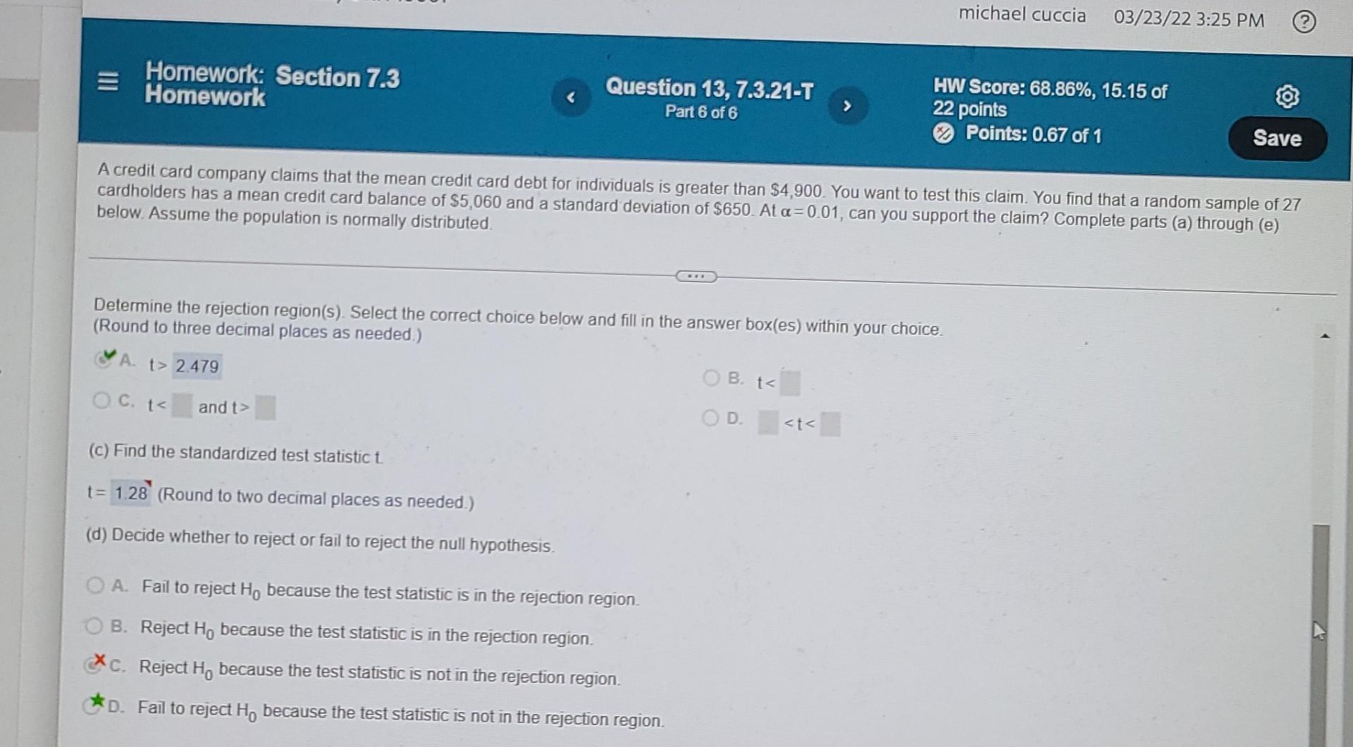 Solved Homework Section 7 3 Homework Question 17 7 3 27 T