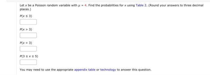 Solved Let x be a Poisson random variable with μ=8.5. Find | Chegg.com