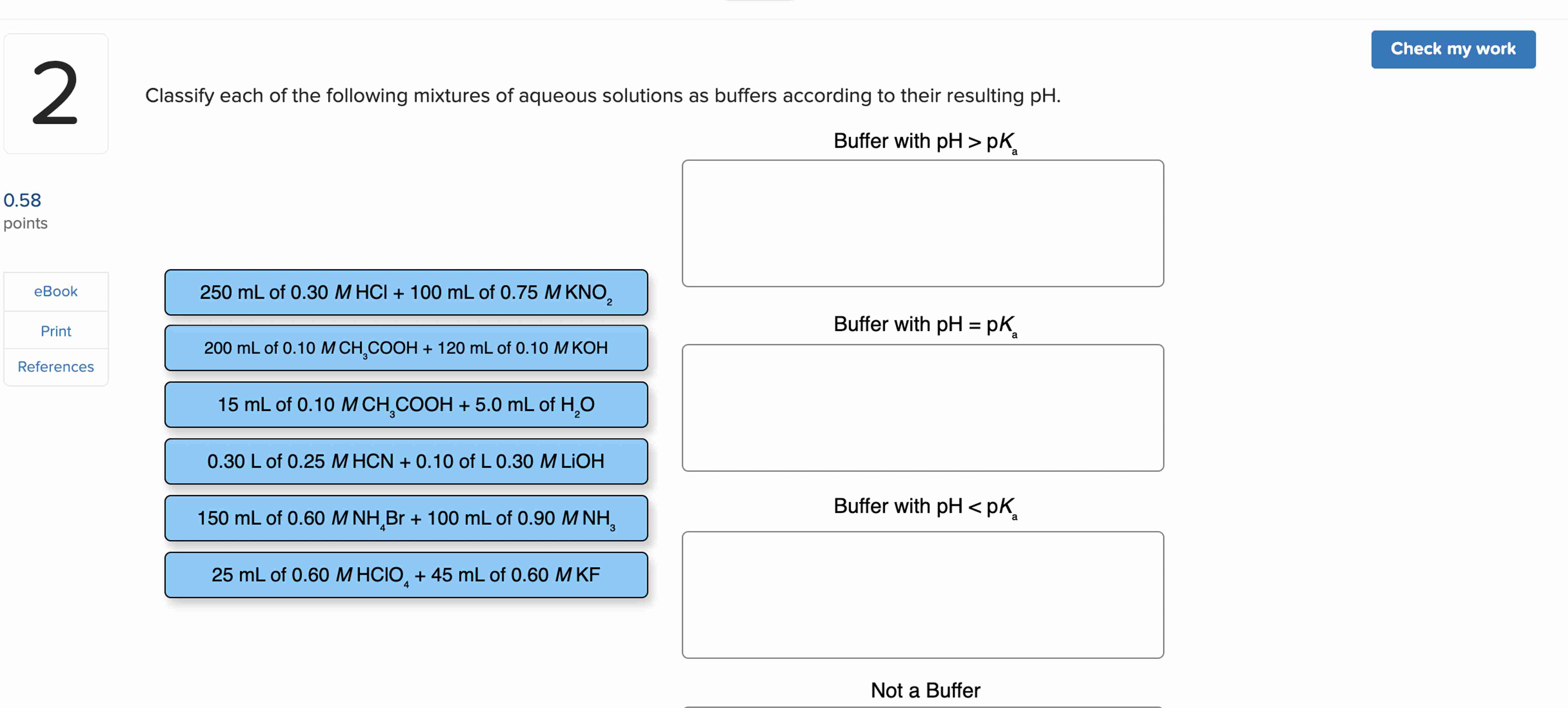 Solved Classify each of the following mixtures of aqueous | Chegg.com