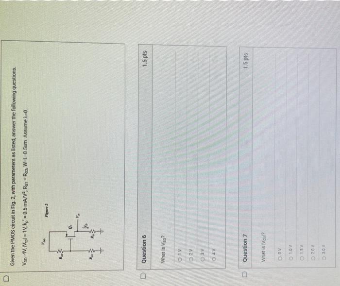 Solved Given the PMOS circuit in Fig. 2, with parameters as | Chegg.com