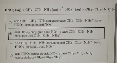 Solved acid CH3-CH2-NH2 ﻿conjugate base CH3-CH2-NH3+; base | Chegg.com
